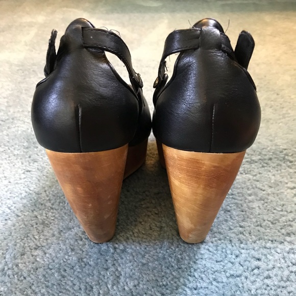 Matiko | Shoes | Matiko Black Wood Platform Wedge W Gold Accents | Poshmark